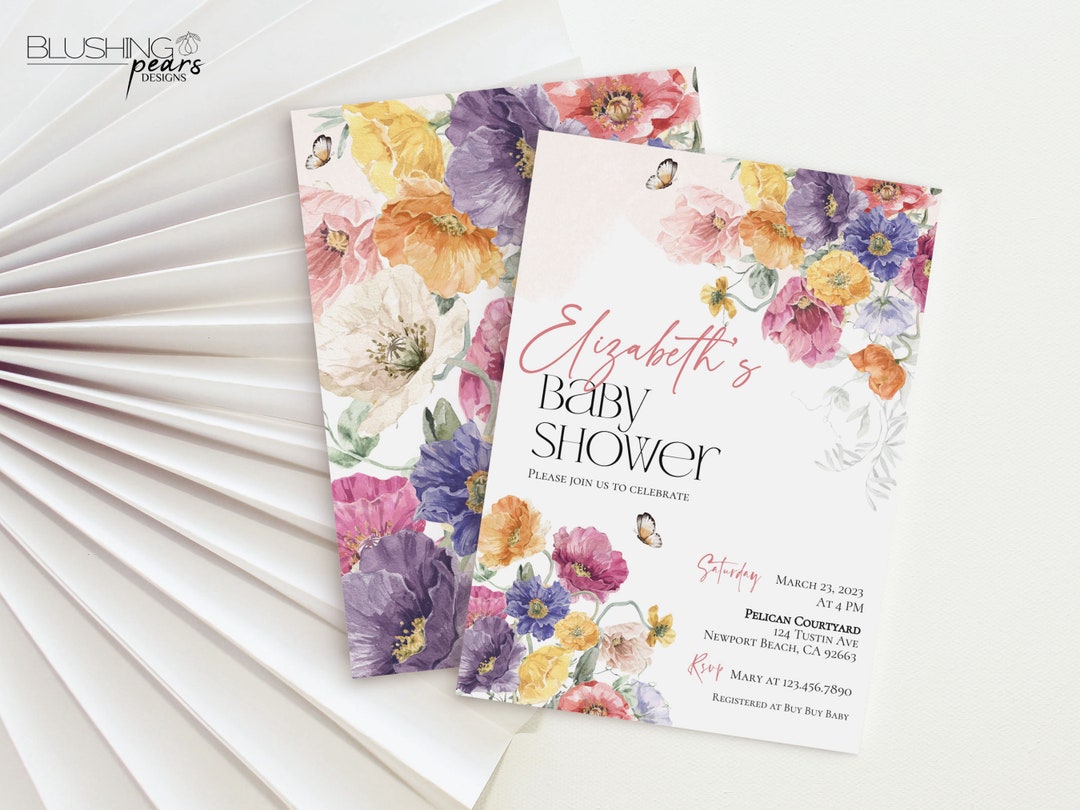 Editable Bright Spring Baby Shower Invitation, Baby in Bloom Baby ...