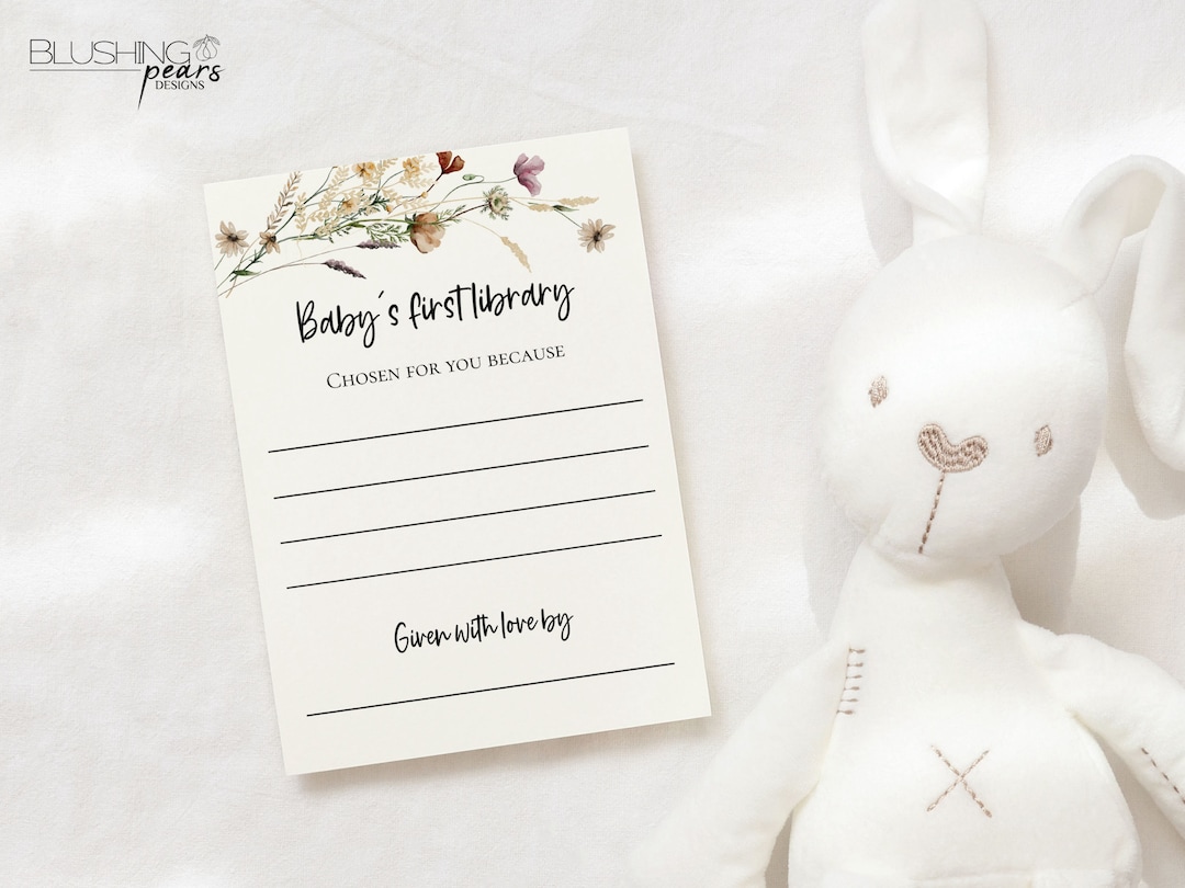 Baby Shower Baby's First Library, Baby in Bloom Storybook Bookplate ...
