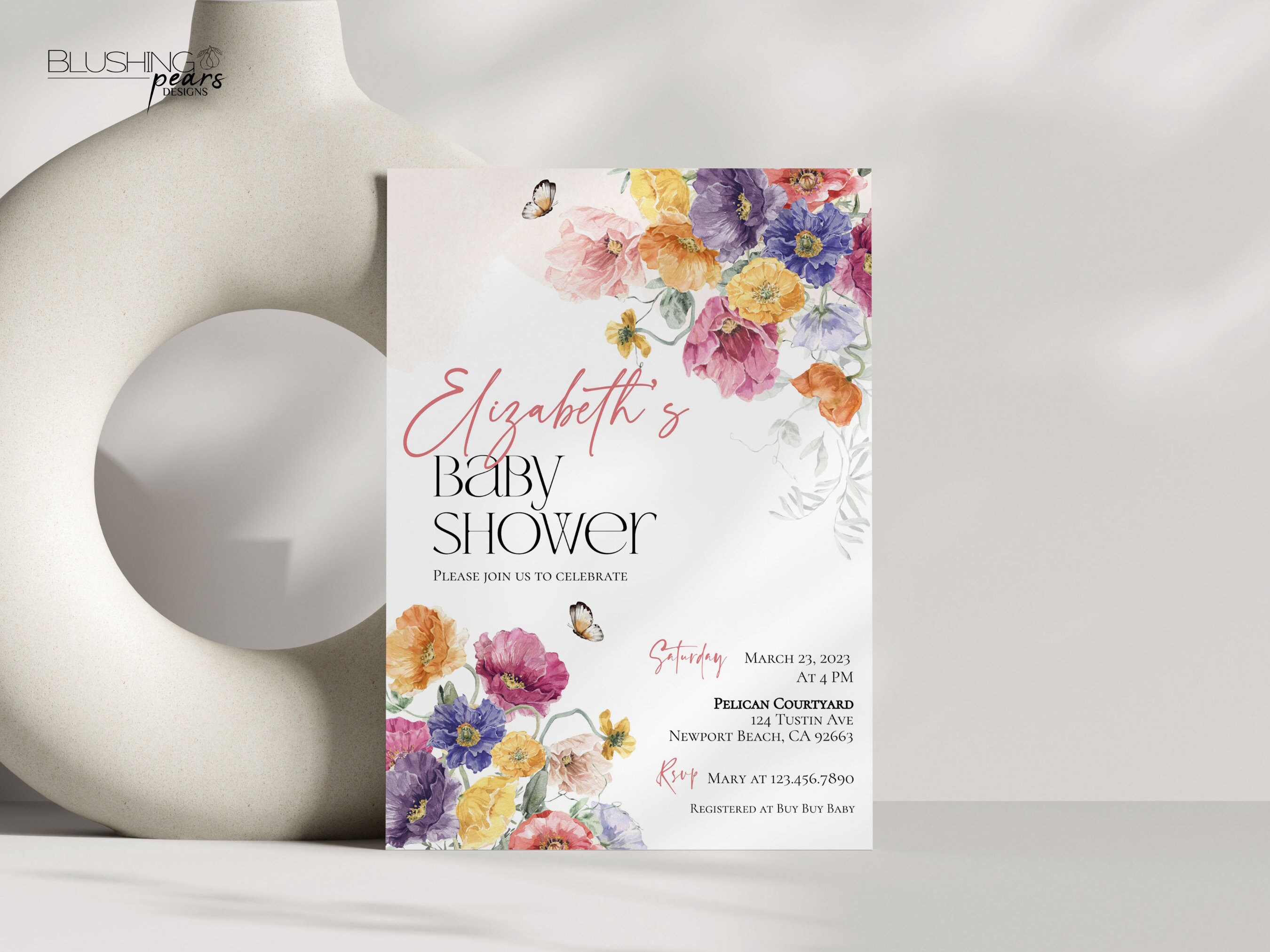 Editable Bright Spring Baby Shower Invitation, Baby in Bloom Baby ...