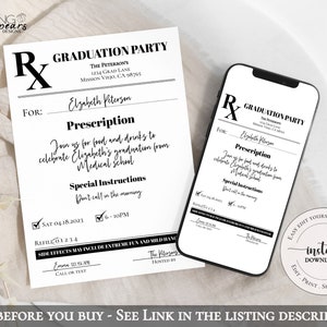 Editable Prescription Invitation, Medical Graduation Invitation, Pharmd ...