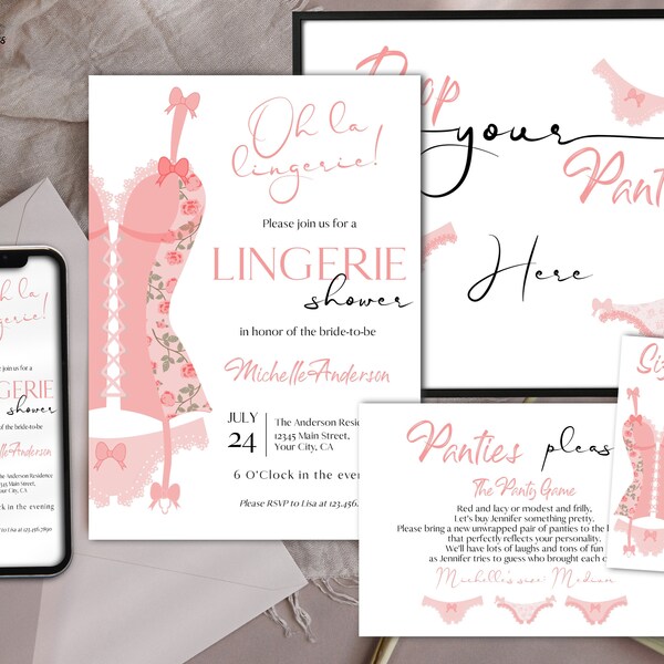 Lingerie Shower Invitation Etsy