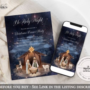Nativity Invitation, Religious Christmas Party Invitation, Nativity ...