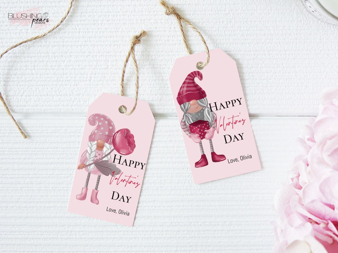 Editable Valentine's Day Gift Tag Bundle, Gnome Valentine's Day Tag ...