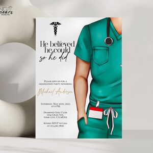 Male Nurse Graduation Invitation, Photo Nurse Invitation, Safety First ...