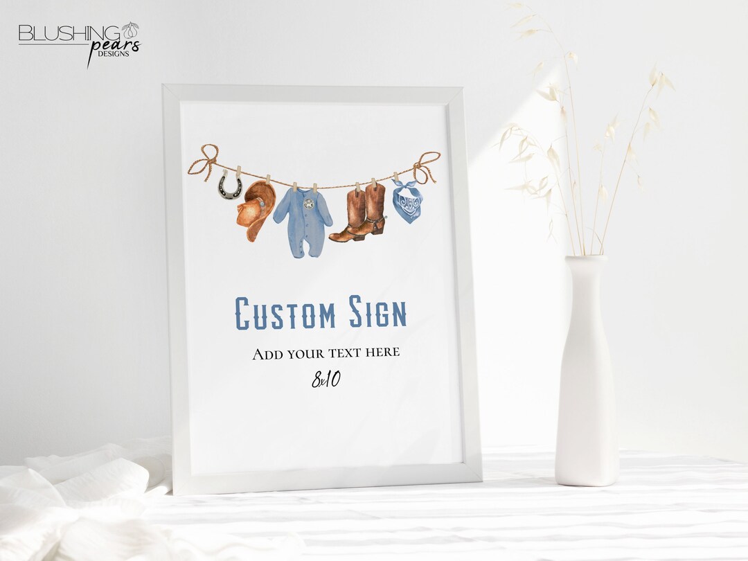 Editable Cowboy Baby Shower Custom Sign, A Little Cowboy is on the Way ...