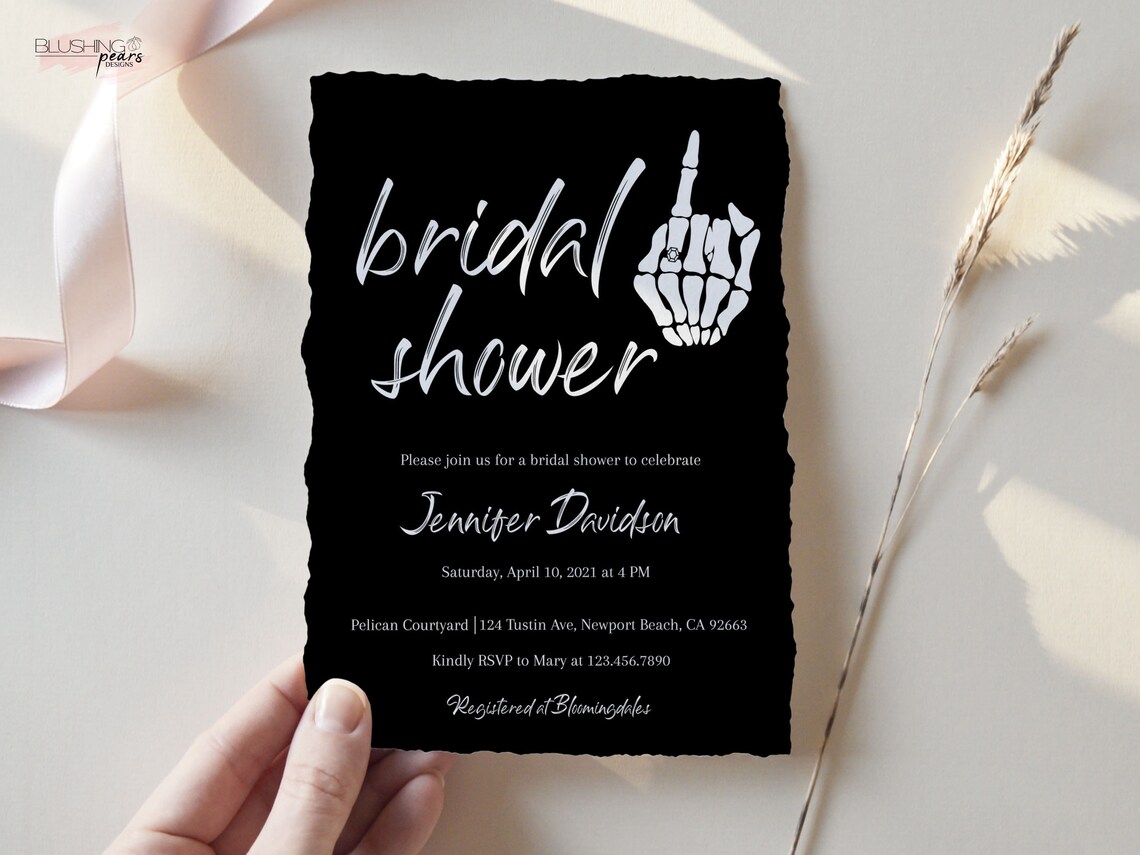Halloween Bridal Shower Invitation, Skeleton Hand Bridal Shower ...