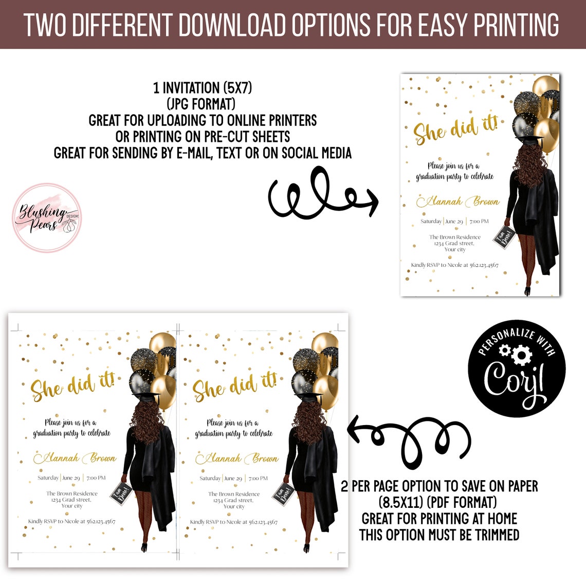 Editable Personalized Graduation Invitation Male Graduate - Etsy