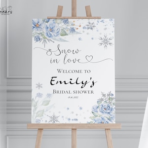 Snow in Love Bridal Shower Welcome Sign, Snowflakes Bridal Shower ...