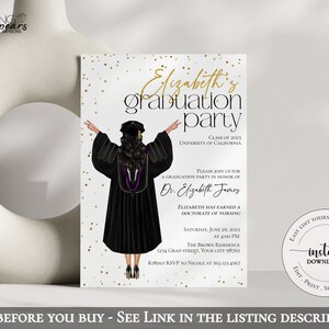 Personalized Phd Doctorate Graduation Invitation, Doctorate Graduation ...