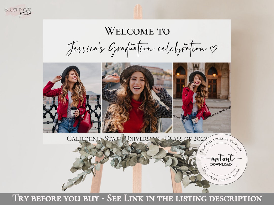 Graduation Welcome Sign, Class of 2022 Modern Graduation Party, She Did ...