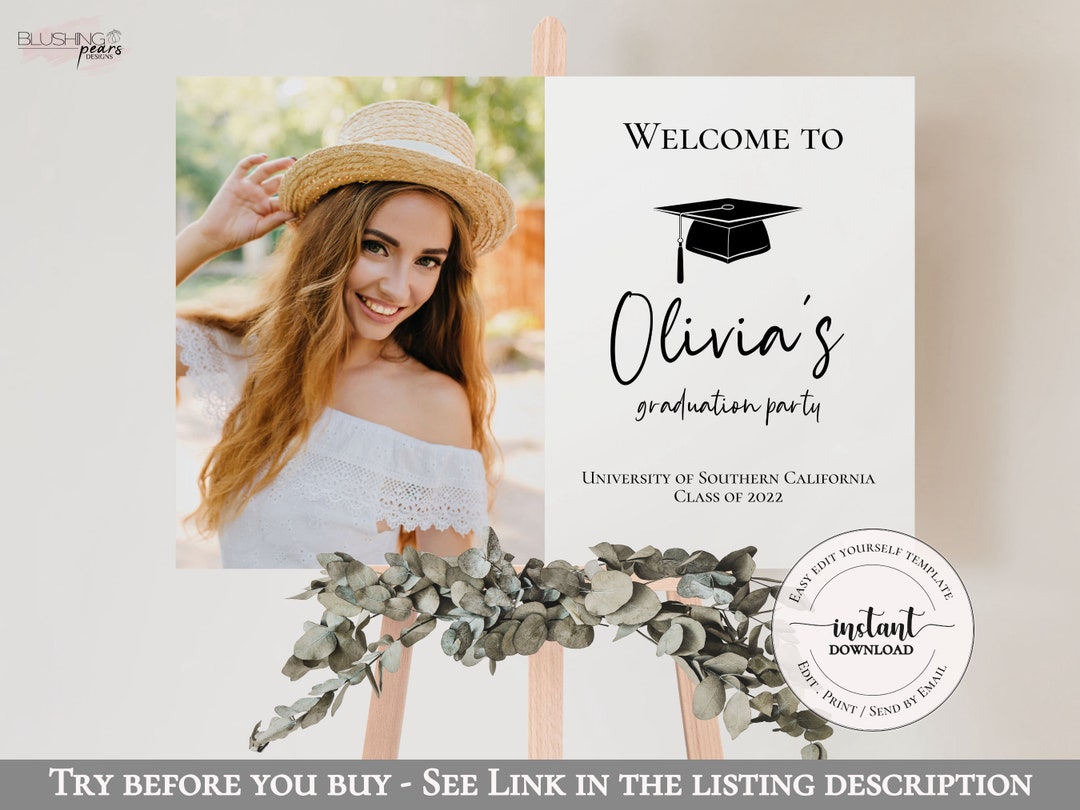 Graduation Welcome Sign, Class of 2022 Modern Graduation Party, She Did ...