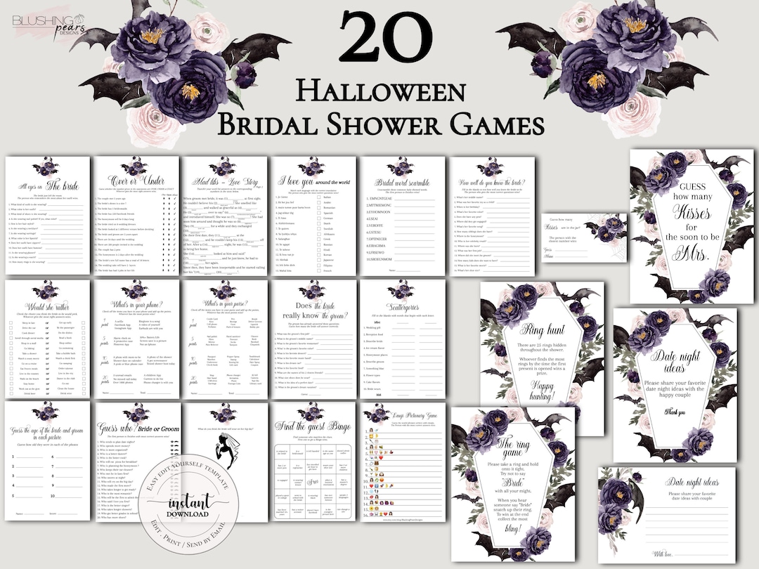 Halloween Bridal Shower Games, Bridal Shower Games Bundle, Till Death ...