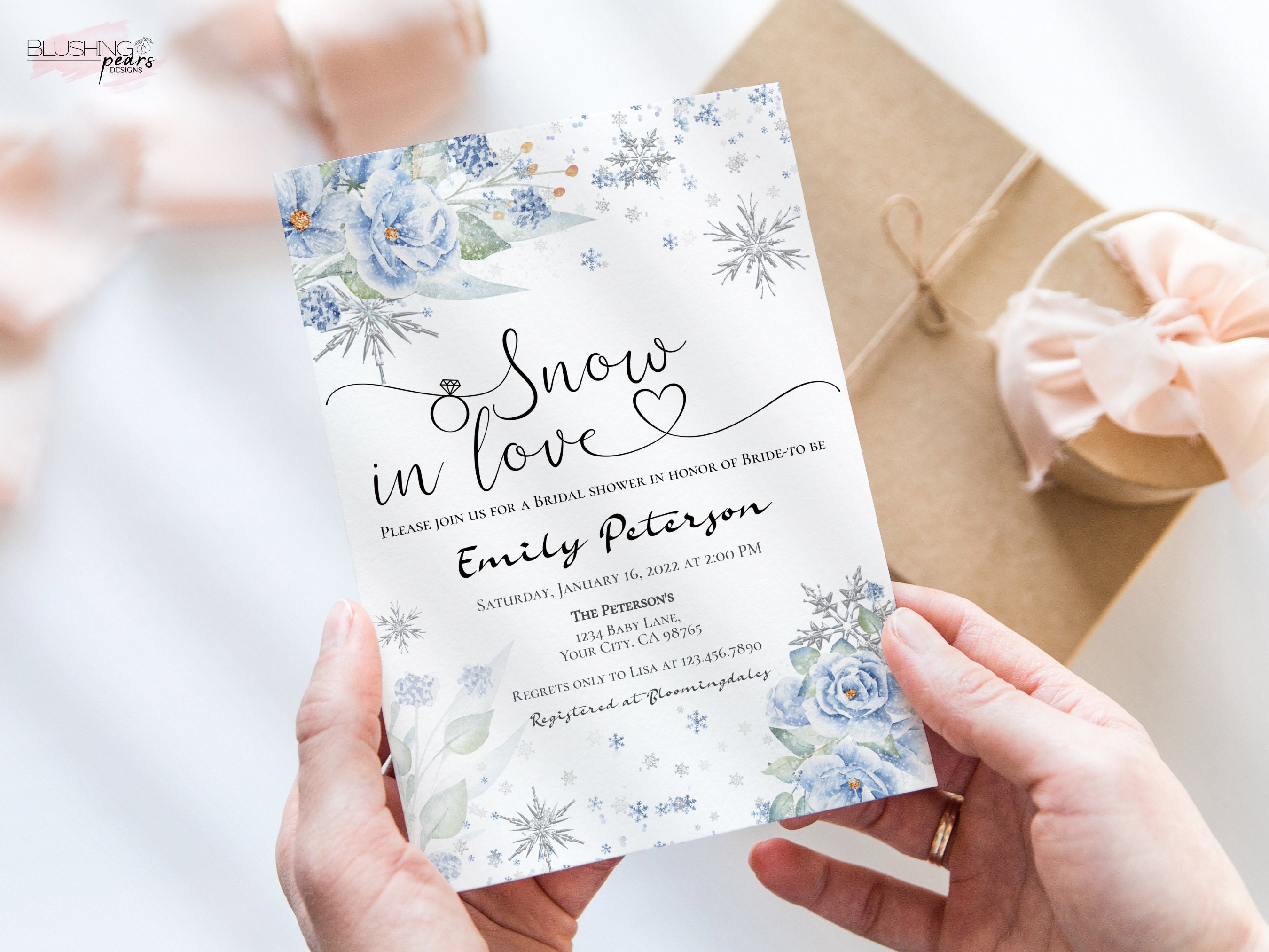 Snow in Love Bridal Shower Invitation Set Snowflakes Bridal - Etsy