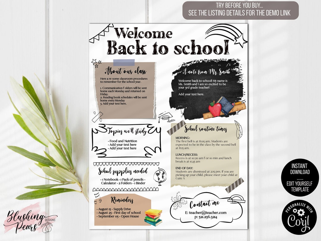 Welcome Back to School Flyer, Meet Your Teacher, School Open House ...