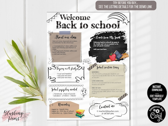 Welcome Back to School Flyer Meet Your Teacher School Open - Etsy