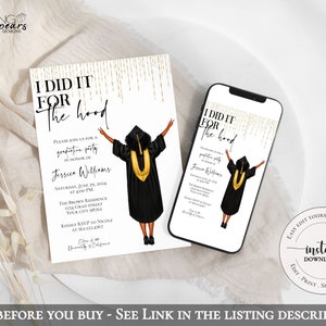 Personalized Masters Graduation Invitation, Female Graduate, Masters ...