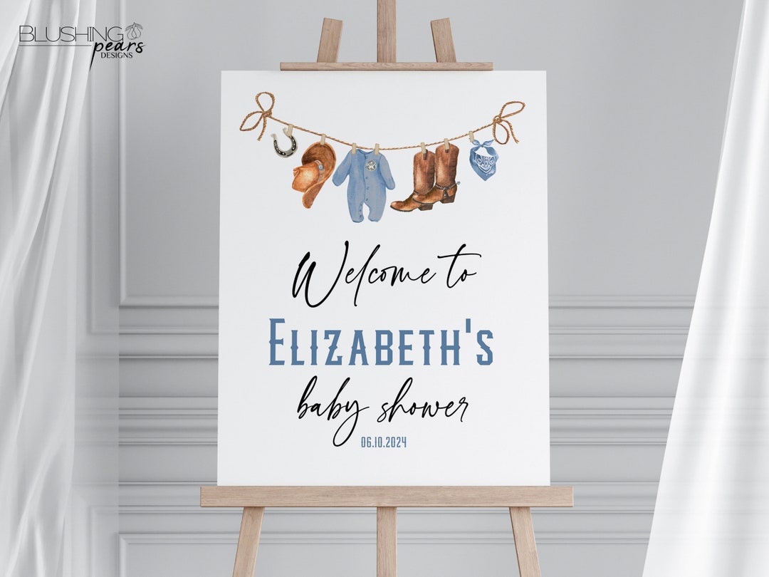 Editable Cowboy Baby Shower Welcome Sign, A Little Cowboy is on the Way ...