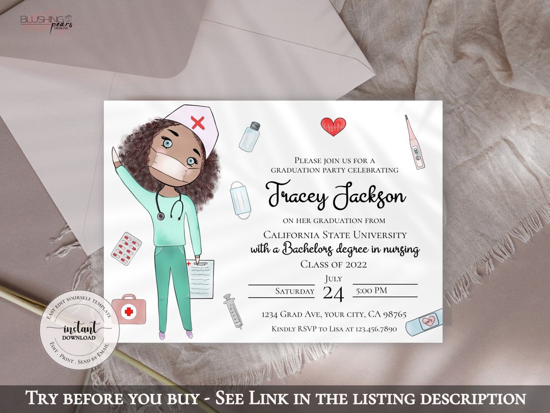 Nurse Graduation Invitation, Nurse Invitation, Safety First Party ...