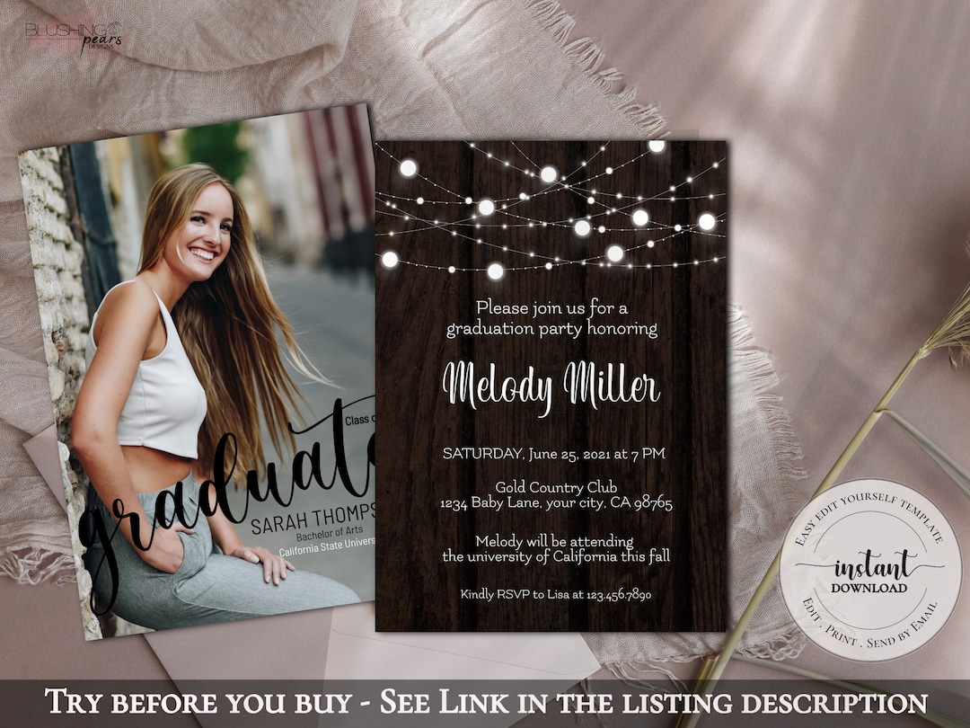 Graduation Invitation, Class of 2022 Graduation Party, Rustic ...