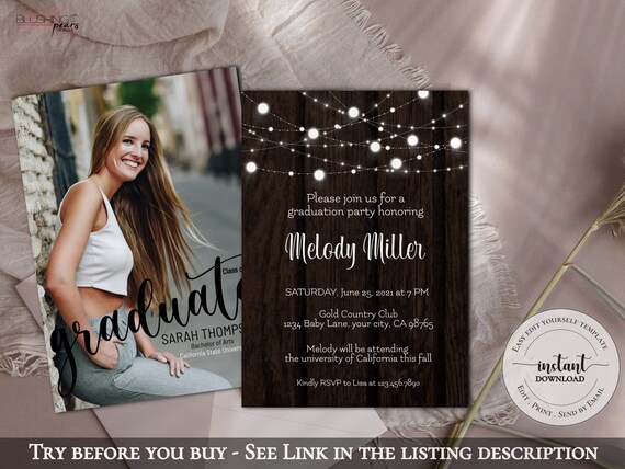 Graduation Invitation Class of 2022 Graduation Party Rustic | Etsy