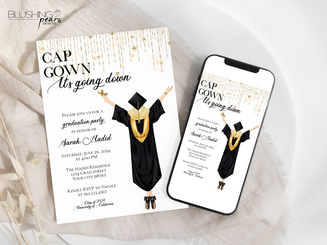 Editable Personalized Muslim Hijabi Graduation Invitation, Class of ...