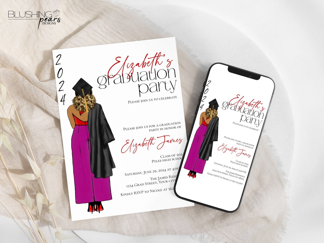 Personalized Curvy Girl Graduation Invitation, Class of 2023 Graduation ...