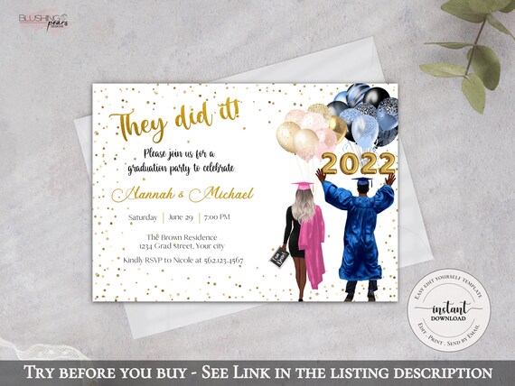 Personalized Twins Graduation Invitation Class of 2021 - Etsy