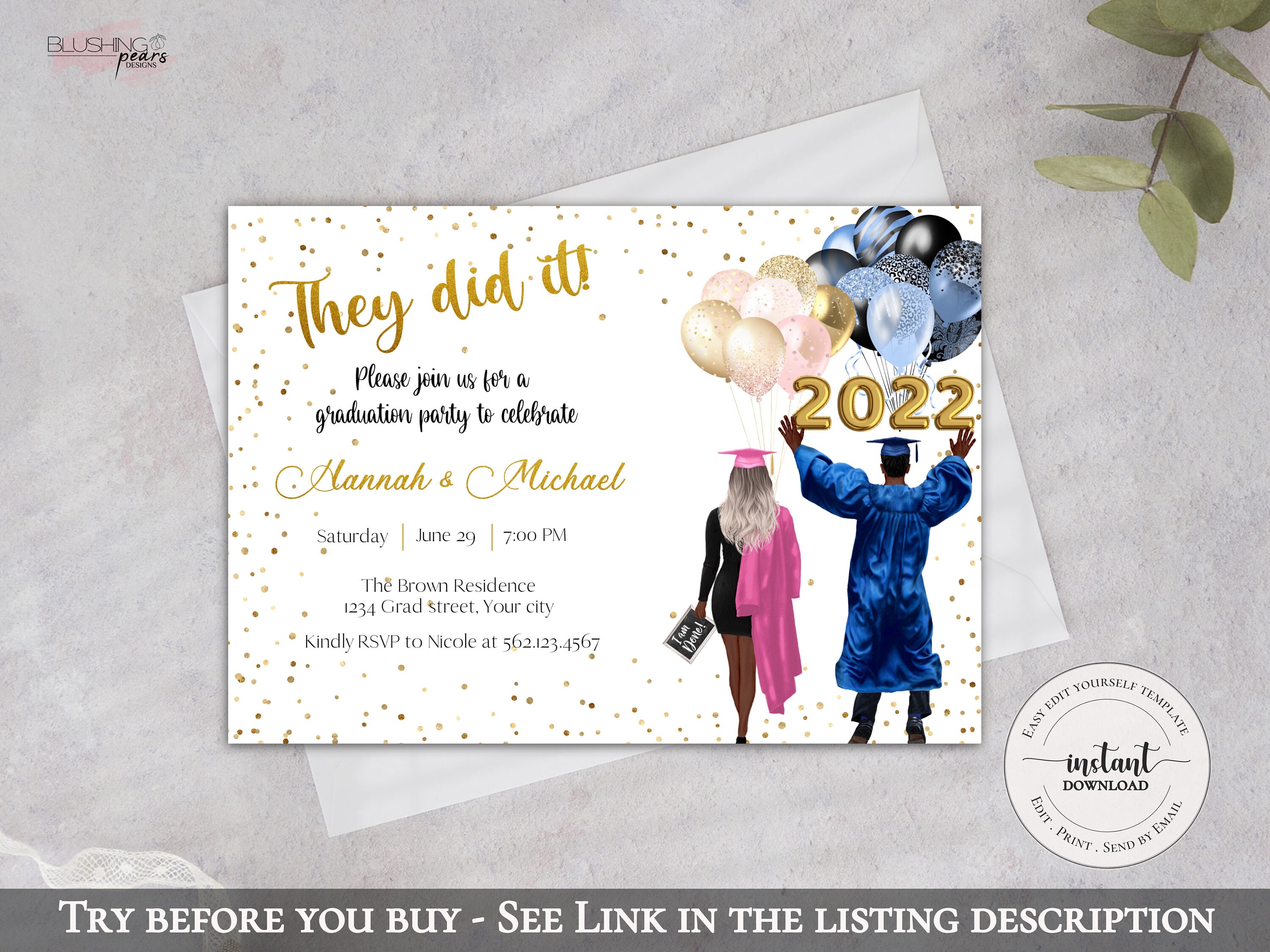 Personalized Twins Graduation Invitation Class of 2021 - Etsy