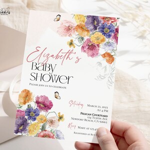 Editable Bright Spring Baby Shower Invitation, Baby in Bloom Baby ...