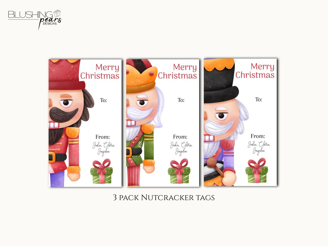 Nutcracker Christmas Gift Tag, Editable Merry Christmas Tag, Holiday ...