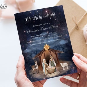 Nativity Invitation, Religious Christmas Party Invitation, Nativity ...