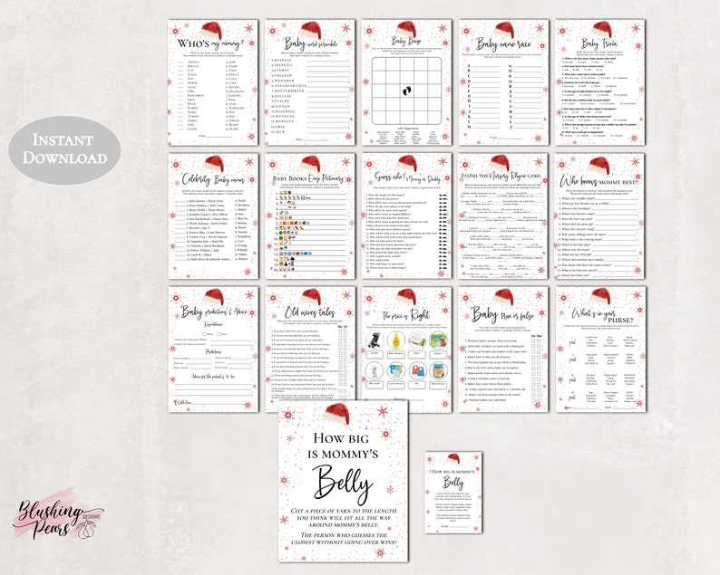Christmas Baby Shower Games, Baby Santa Baby Shower Games, Xmas Party ...