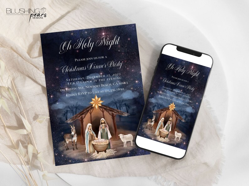 Nativity Invitation, Religious Christmas Party Invitation, Nativity ...