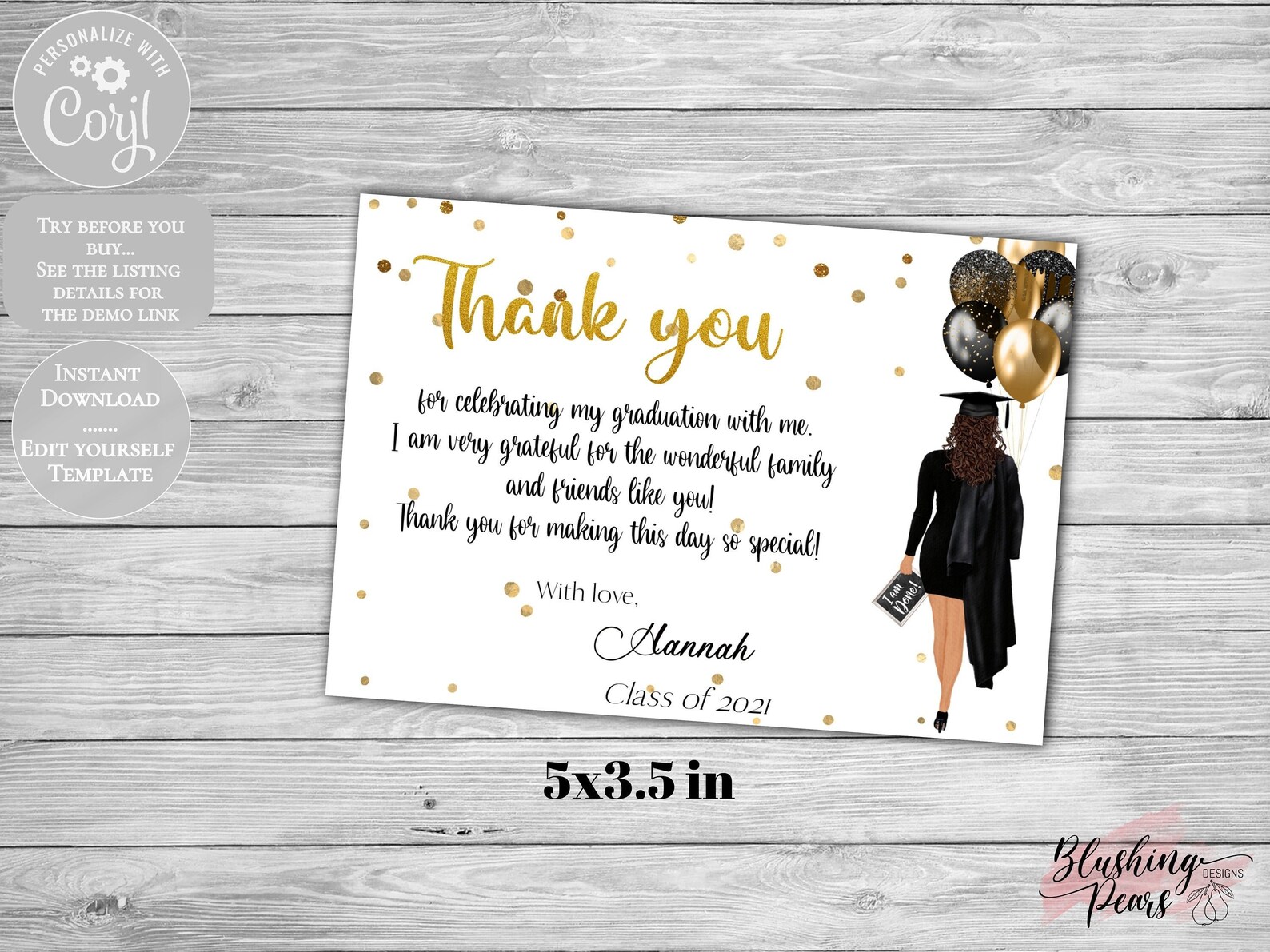Personalized Graduation Thank You Card Class of 2021 - Etsy
