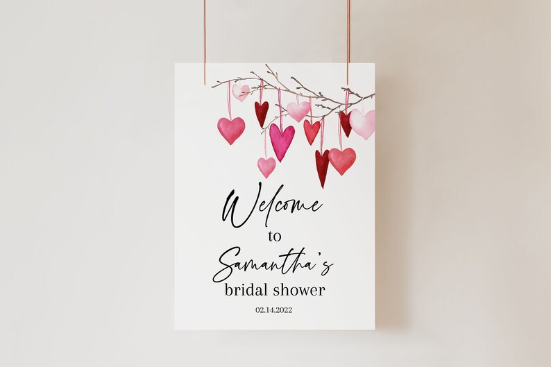 Editable Valentine Bridal Shower Welcome Sign Red and Pink - Etsy