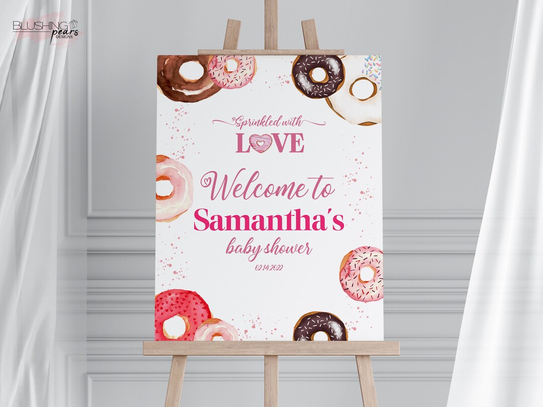 Editable Sprinkled With Love Donut Baby Shower Welcome Sign, Little ...