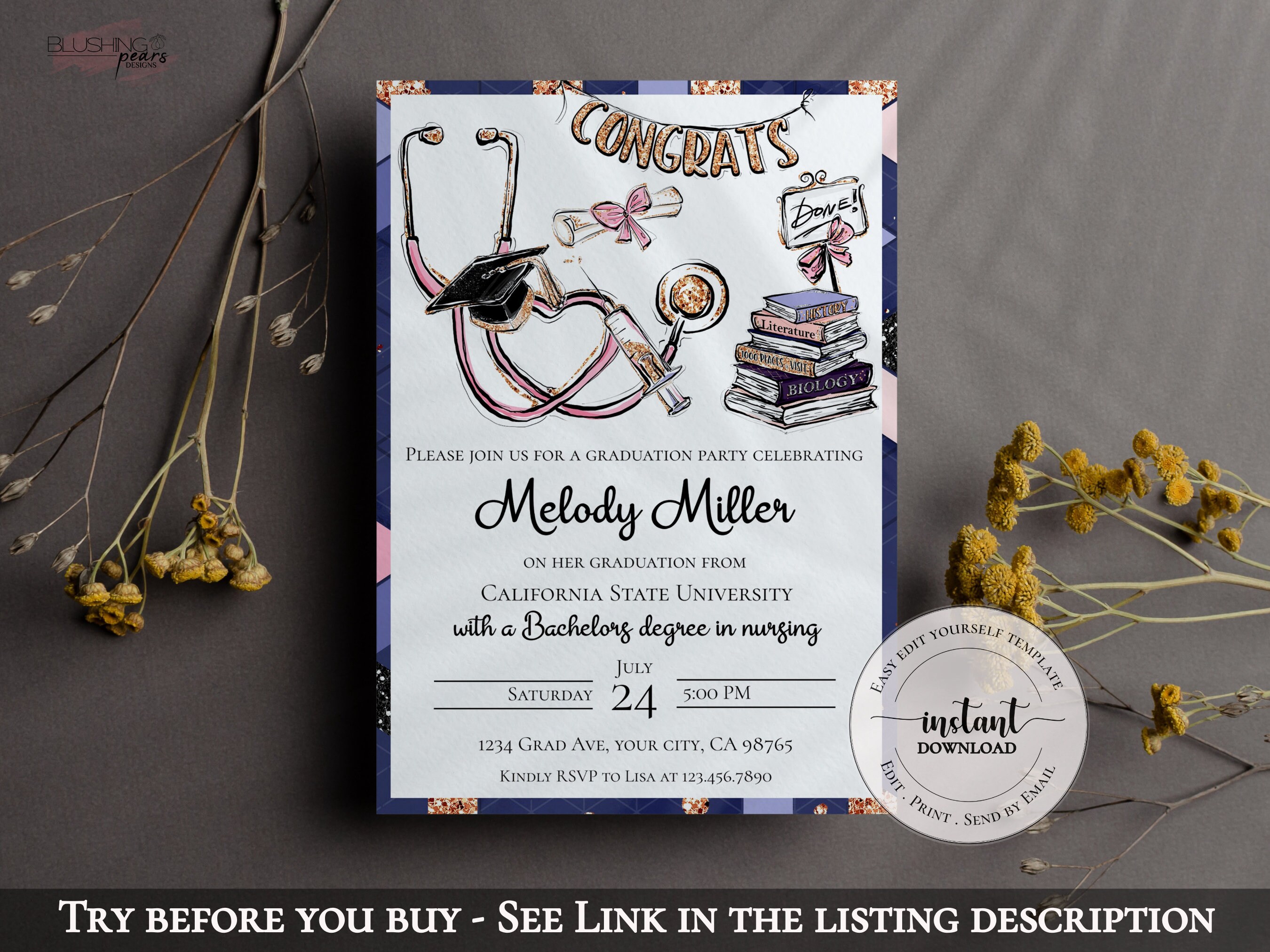 Nurse Graduation Invitation Nurse Invitation Safety First - Etsy