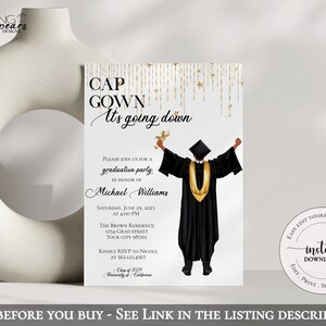 Editable Personalized Graduation Invitation, Male Graduate, Class of ...