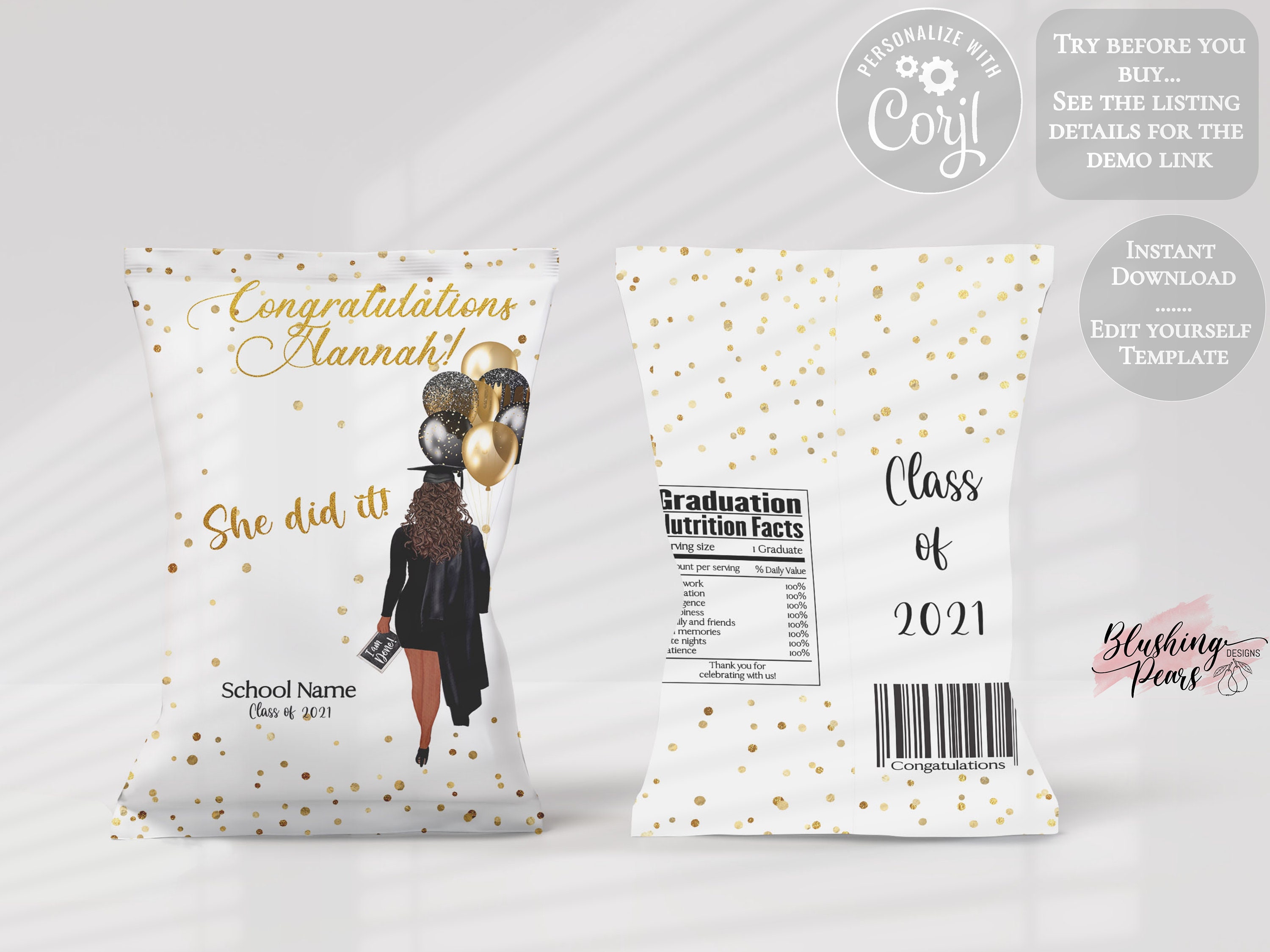 Personalized Graduation Chips Bag Class of 2021 Graduation - Etsy