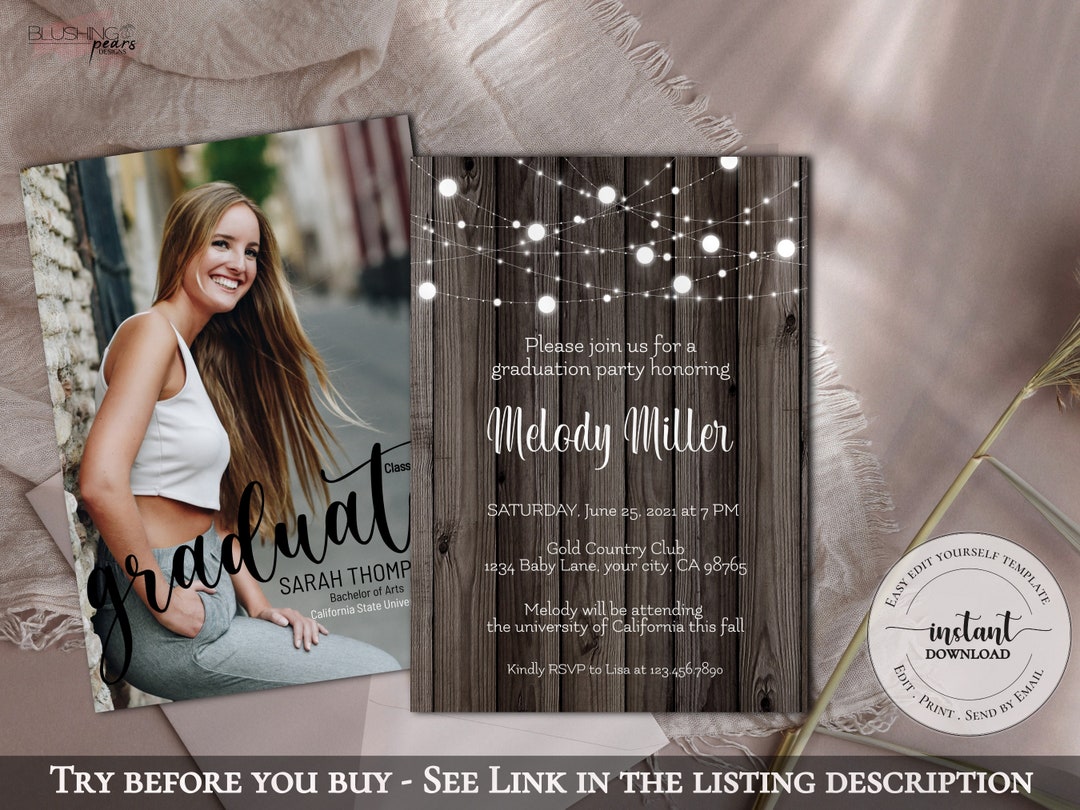 Graduation Invitation, Class of 2022 Graduation Party, Rustic ...