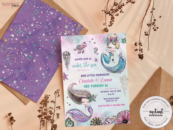 Invitación de cumpleaños de hermanas Invitación de cumpleaños - Etsy España