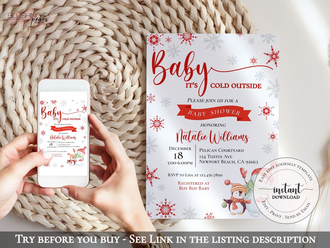 Baby Its Cold Outside Baby Shower Invitation Set Christmas - Etsy