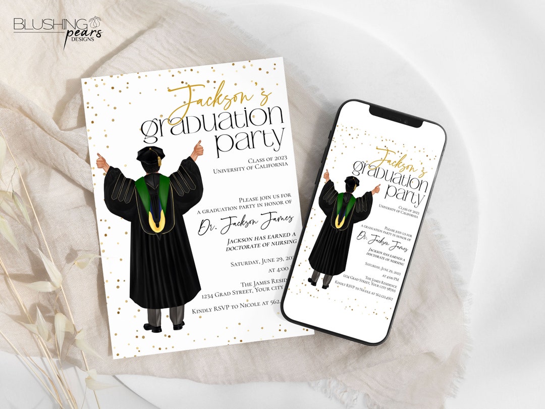 Personalized Phd Doctorate Graduation Invitation, Doctorate Graduation ...