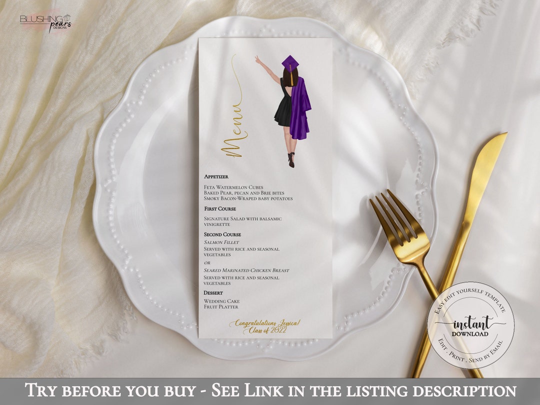 Personalized Graduation Menu, Class of 2025 Graduation Menu, She Did It ...