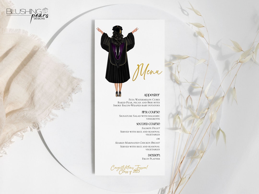 Personalized Graduation Menu, Phd Graduation Menu, She Did It Invite ...