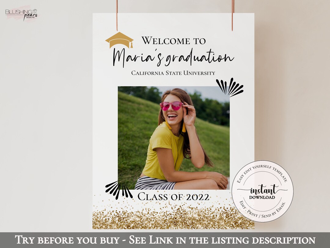 Graduation Welcome Sign, Class of 2022 Modern Graduation Party, She Did ...