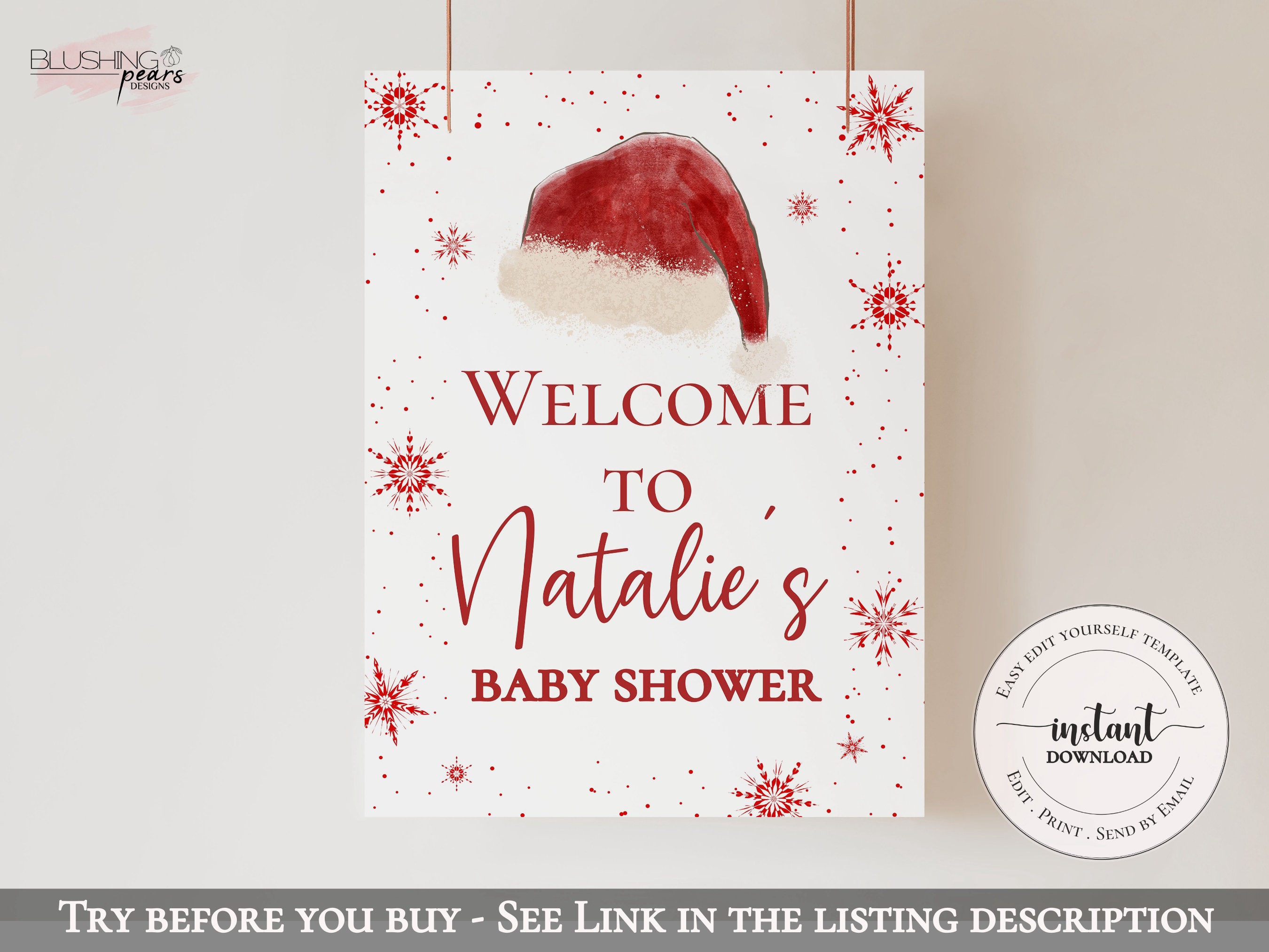 Santa Baby Baby Shower Welcome Sign Christmas Baby Shower - Etsy