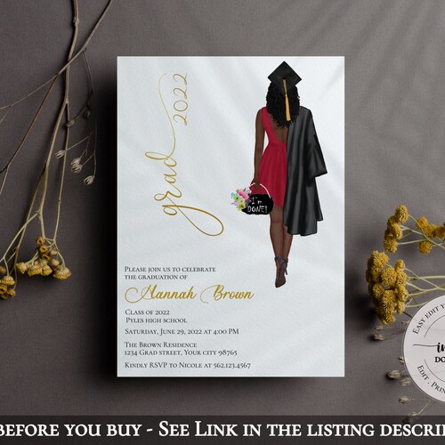 African American Graduation Invitation She Did It Graduation - Etsy