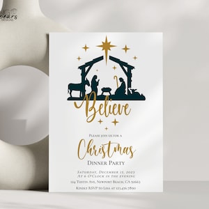 Nativity Invitation, Religious Christmas Party Invitation, Nativity ...