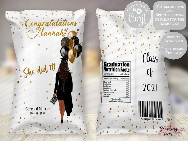 Personalized Graduation Chips Bag, Class of 2024 Graduation Party, She ...